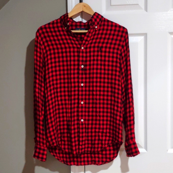 Ralph Lauren | Tops | Ralph Lauren Black And Red Checkered Button Down ...